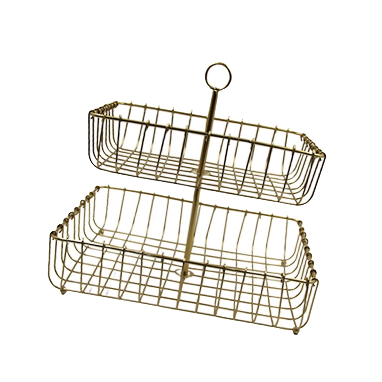 2 Tiered Iron Fruit And Snacks Organiser Kitchen Storage Basket With ...