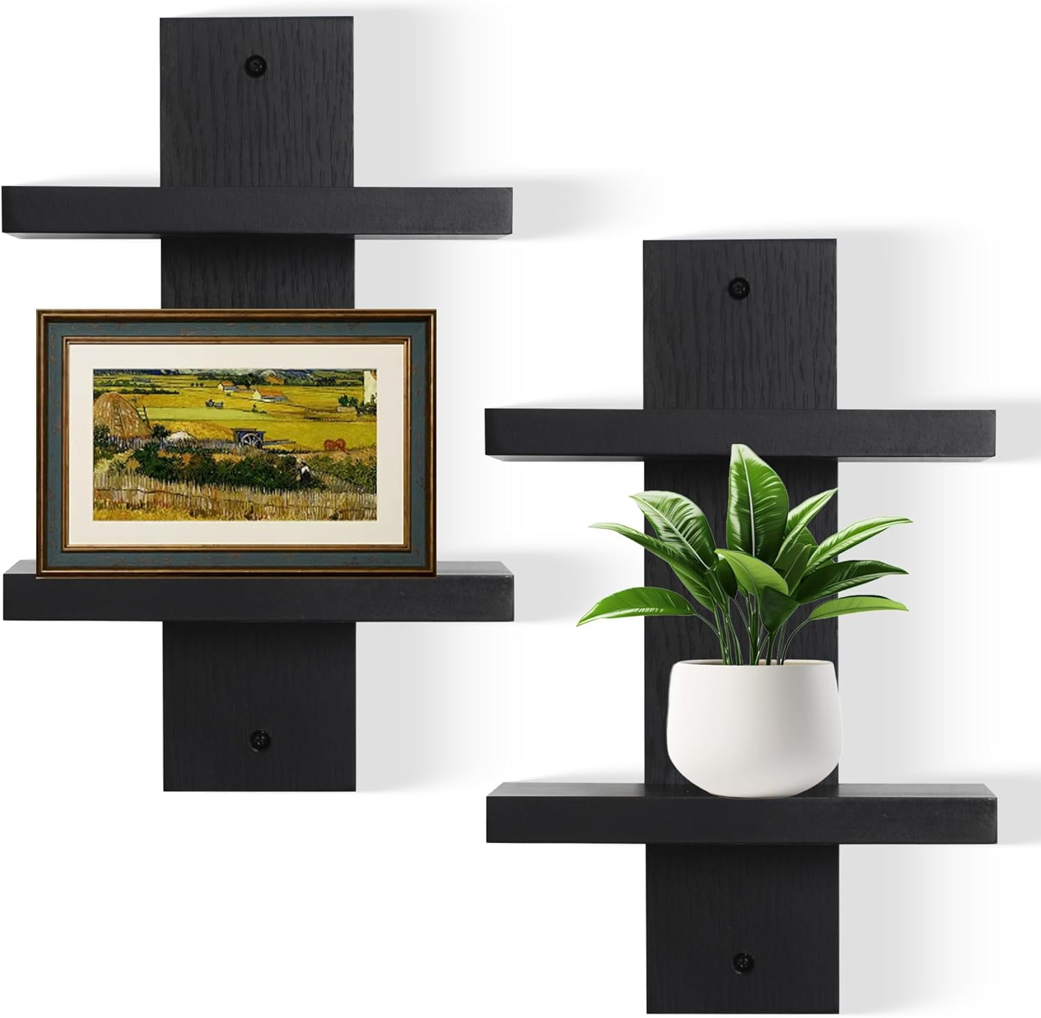 2 Tiered Vertical Wall Shelf Unit,Column Floating Shelves,Stackable ...