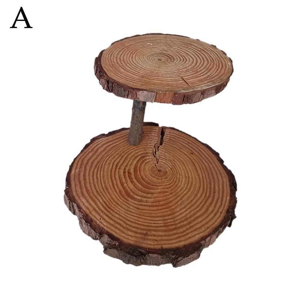 2 Tiered Wood Stand, Rustic Wood Cake Stand, Dessert Display Tray, Cup ...