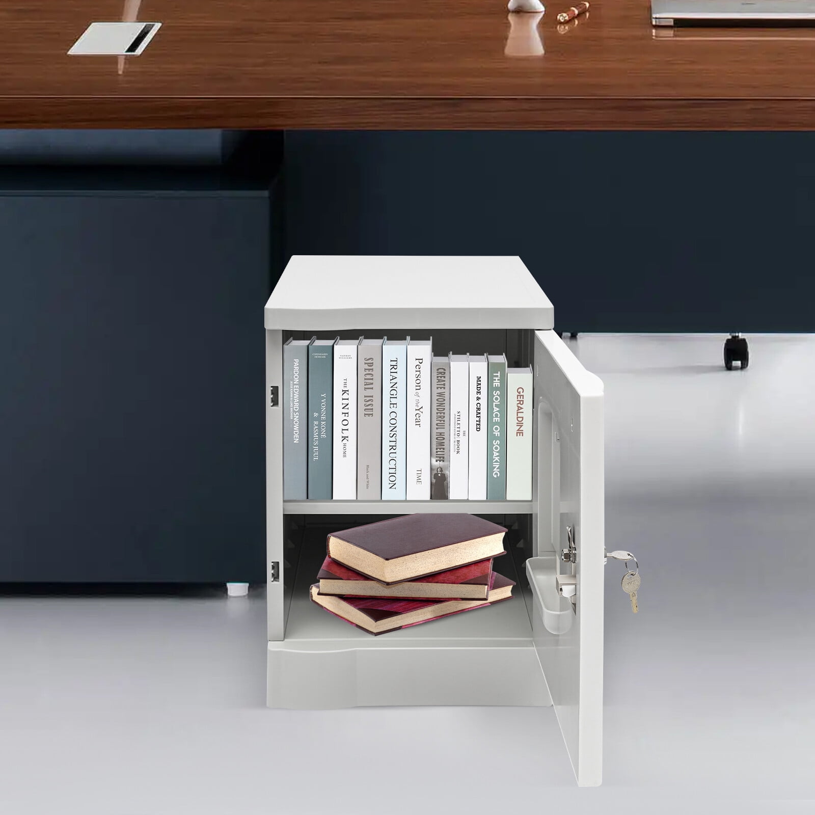 2 Tiers 19" Lockable Storage Cabinet Home Office Storage Bin Toy Box ...