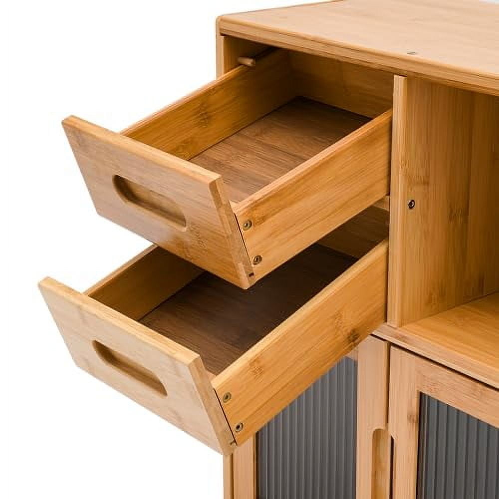 2 Tiers Bamboo Countertop Kitchen Pantry Sideboard, Kitchen Storage ...