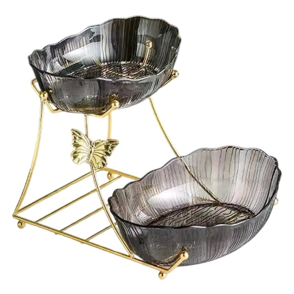 2 Tiers Fruit Dessert Snacks Tray Multi Layer Serving Plate Stackable ...