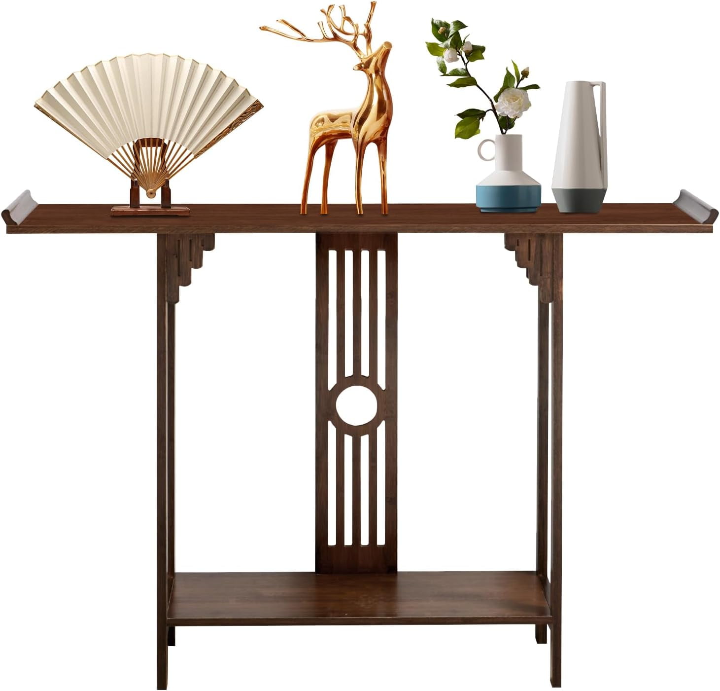 2 Tiers Hall Table, Walnut 32.7 Narrow Entryway Table, Modern Hallway ...