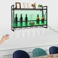 2-Tiers LED Wine Racks Wall Mounted Remote Control Rustic Bottle Holder ...