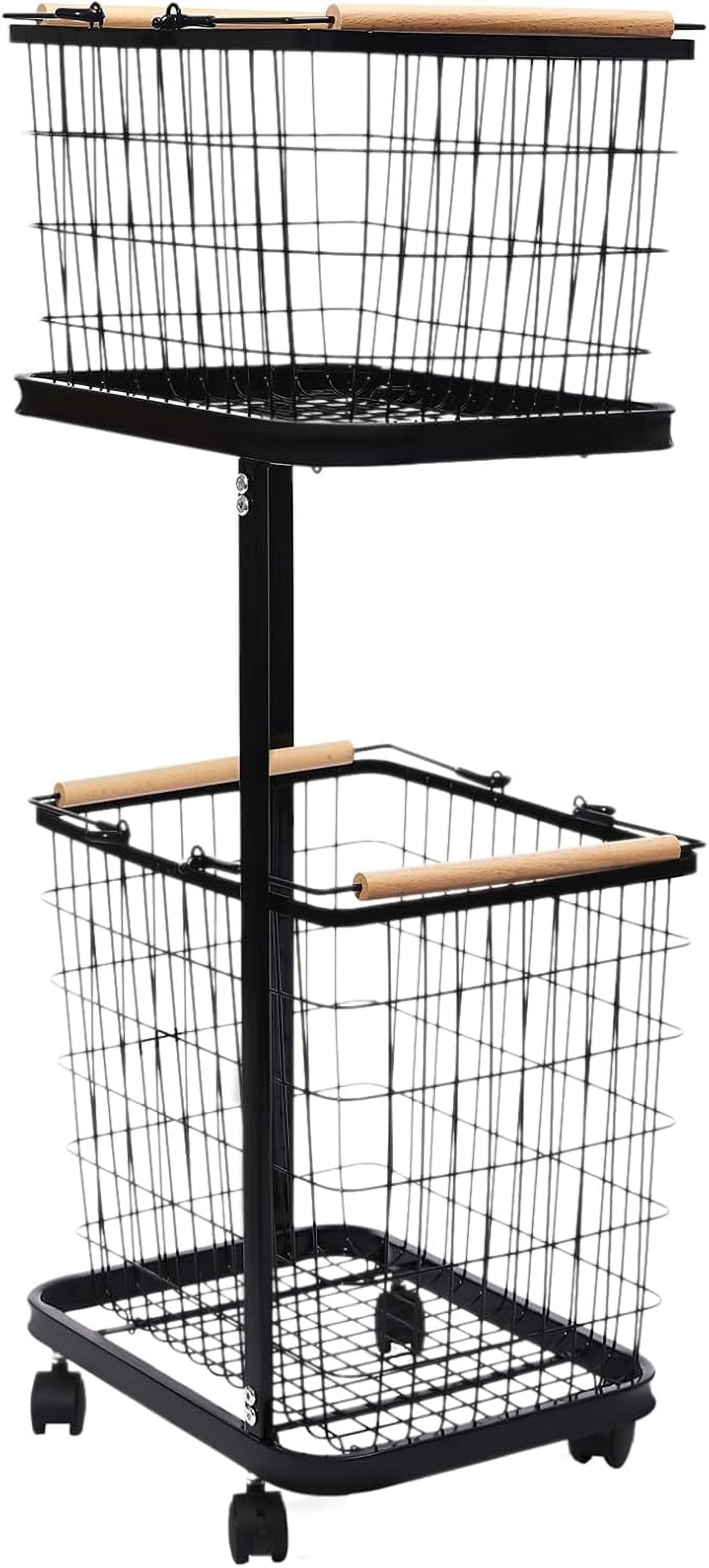 2 Tiers Laundry Hamper, Laundry Sorter,Vertical Rolling Laundry Cart ...