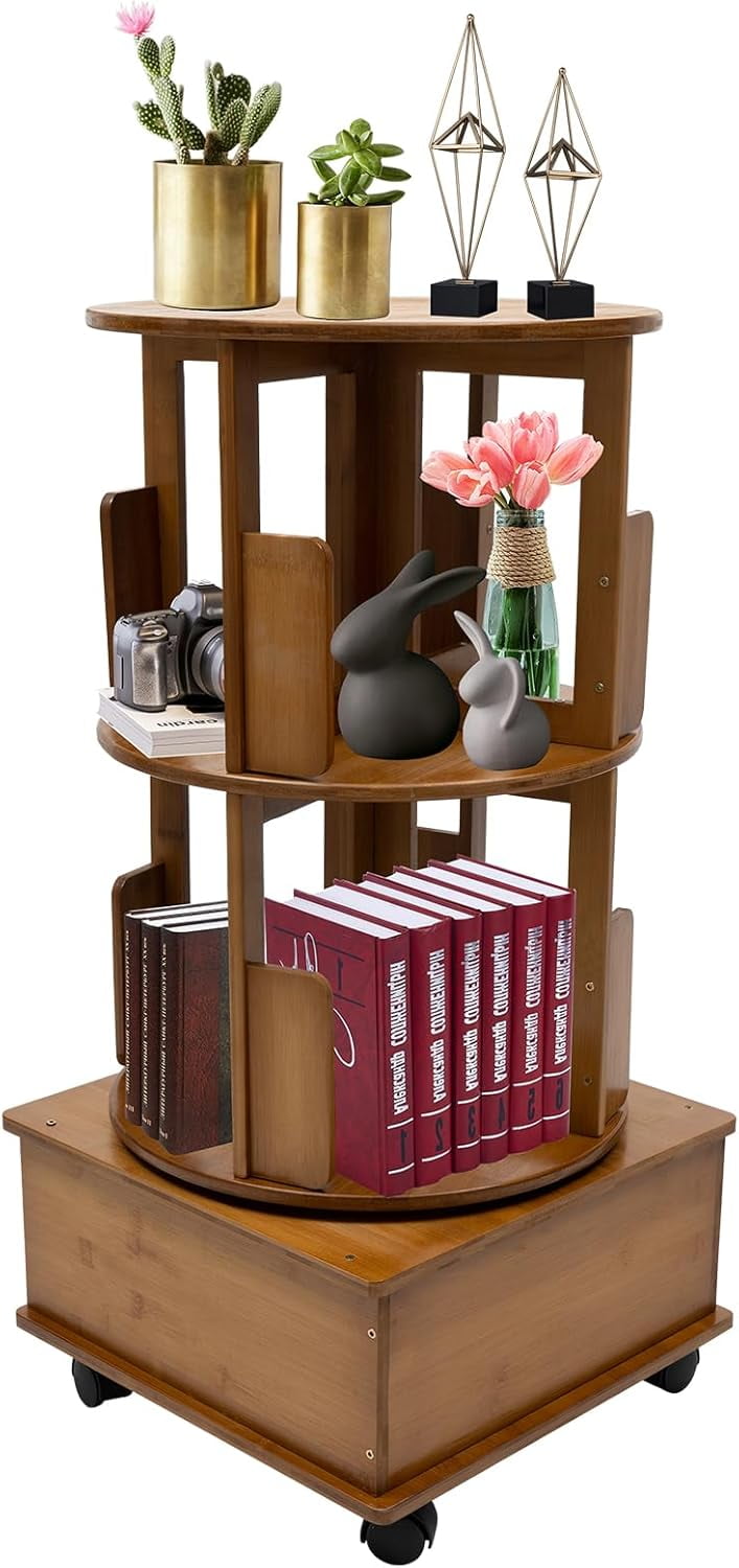 2 Tiers Multi Storage Table, Side Table with Rolling Wheel, Removable ...