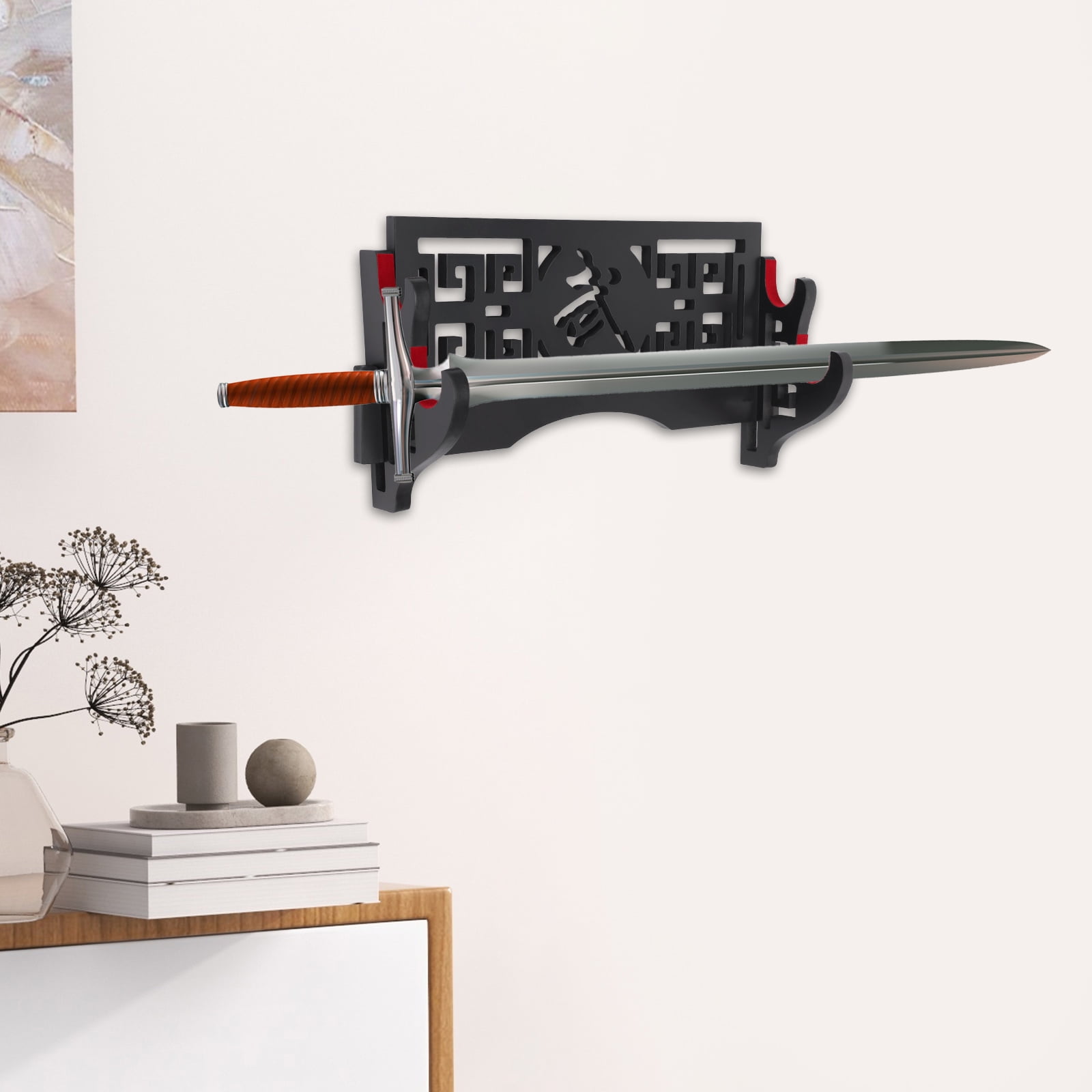 2 Tiers Padded Sword Stand Display Velvet Protect Sword Rack Katana ...