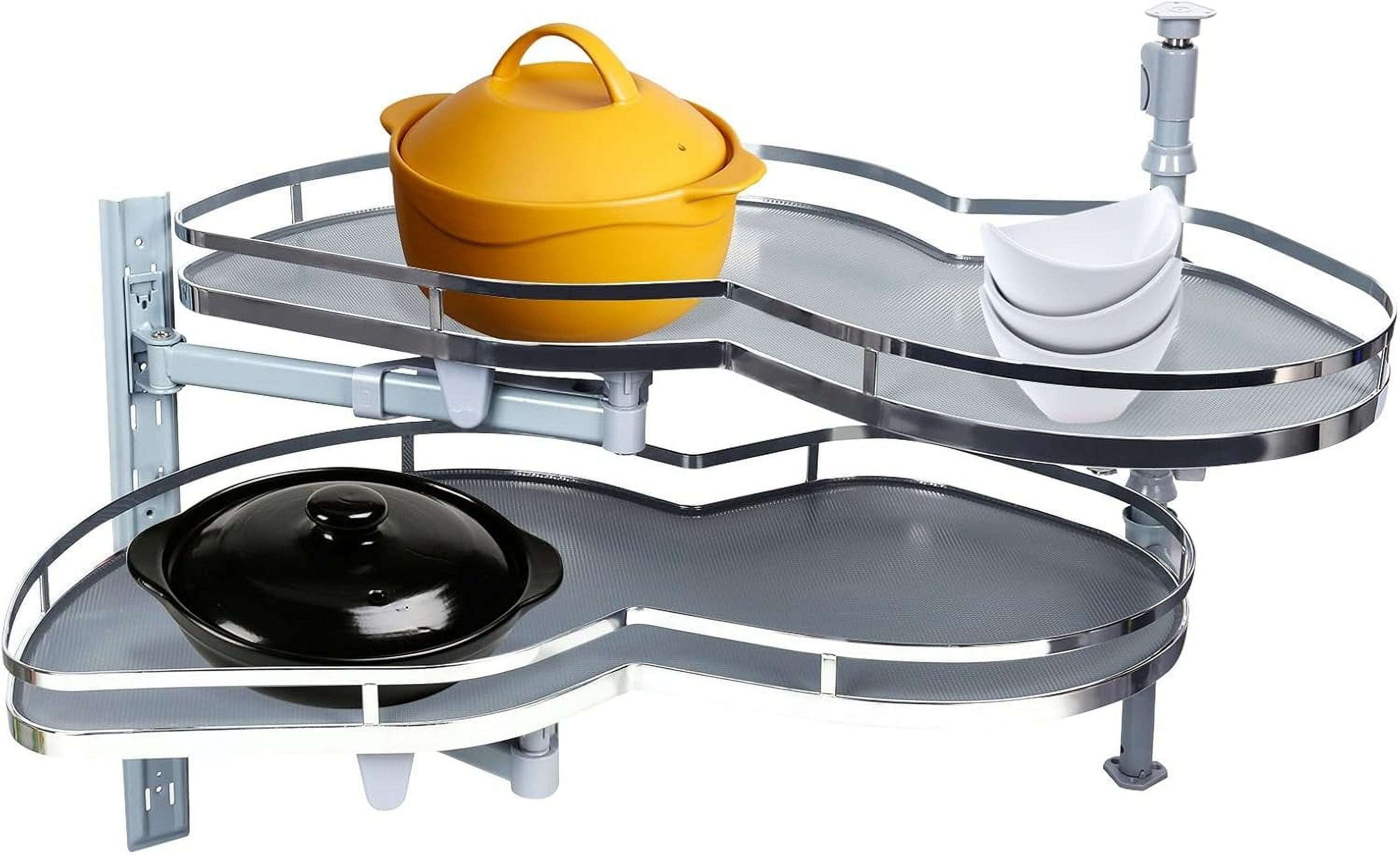 2 Tiers Rotating Cabinet Blind Corner Storage Rack,Left-Hand Corner ...