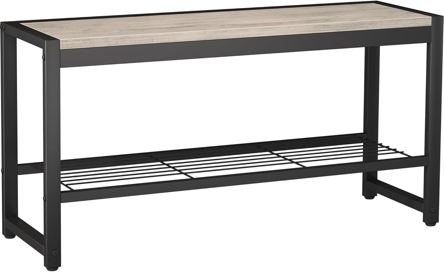 2 Tiers Shoe Bench, Retro Industrial Shoe Storage Bench with Mesh Shelf ...