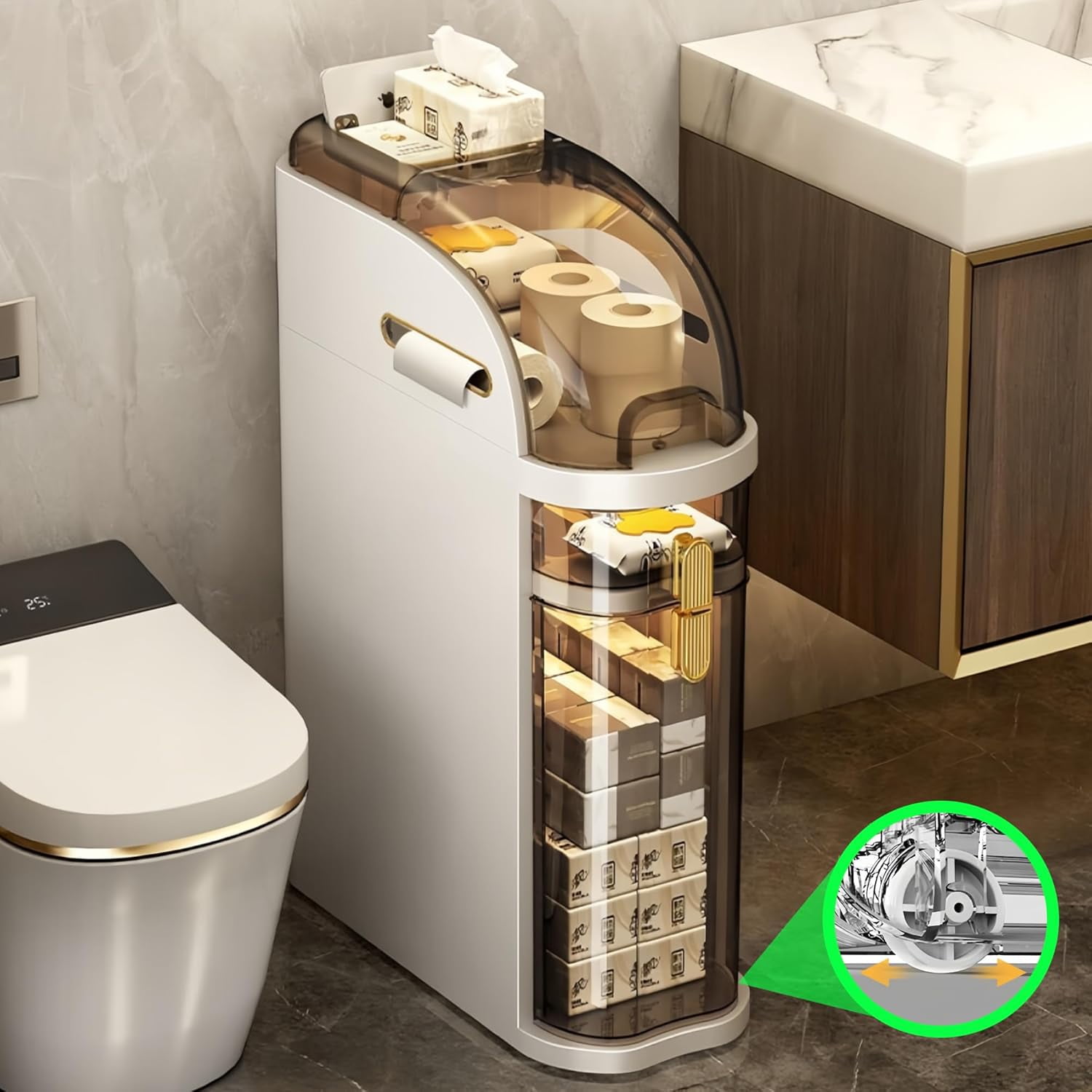 2-Tiers Slim Storage Cabinet - Narrow Plastic Waterproof Organizer for ...