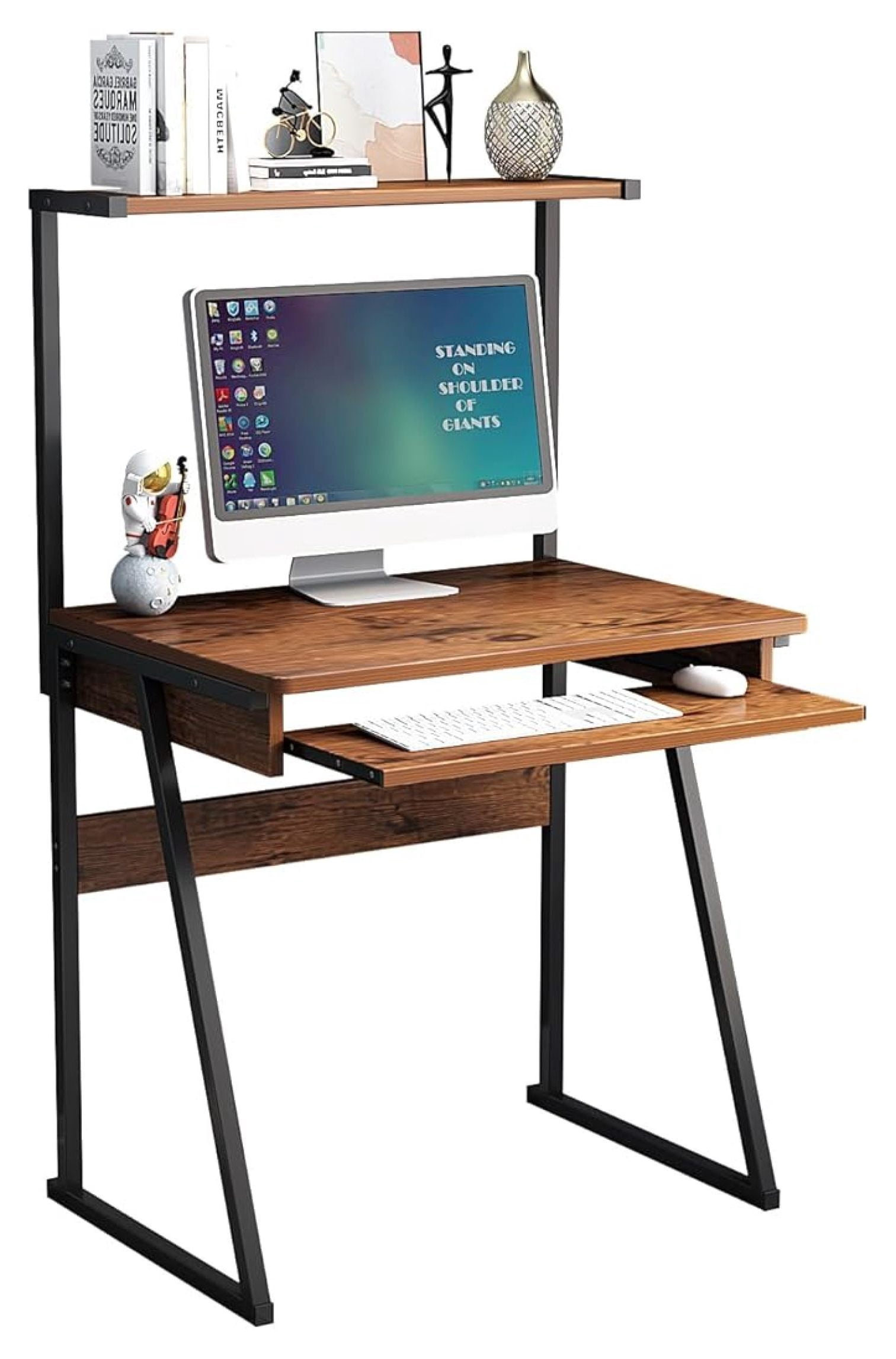 2 Tiers Small Computer Desk for Small Space, Compact Laptop Table ...