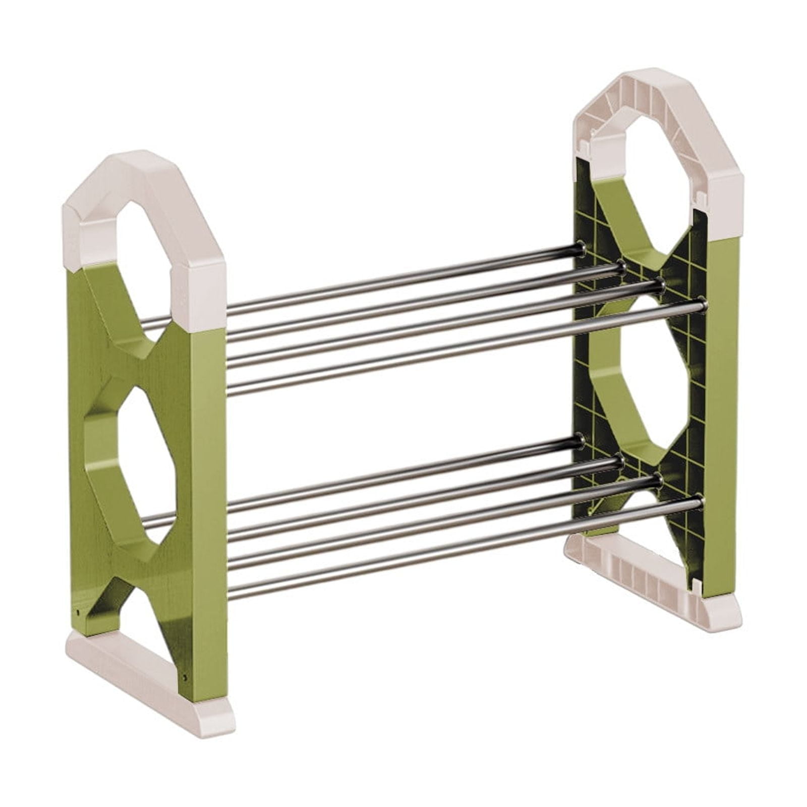 2 Tiers Small Shoe Rack, Narrow Stackable Shoe Shelf Organizer, Sturdy ...