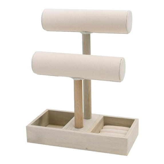2 Tiers Solid Wooden Necklace & Bracelet Jewelry Display Stand ...