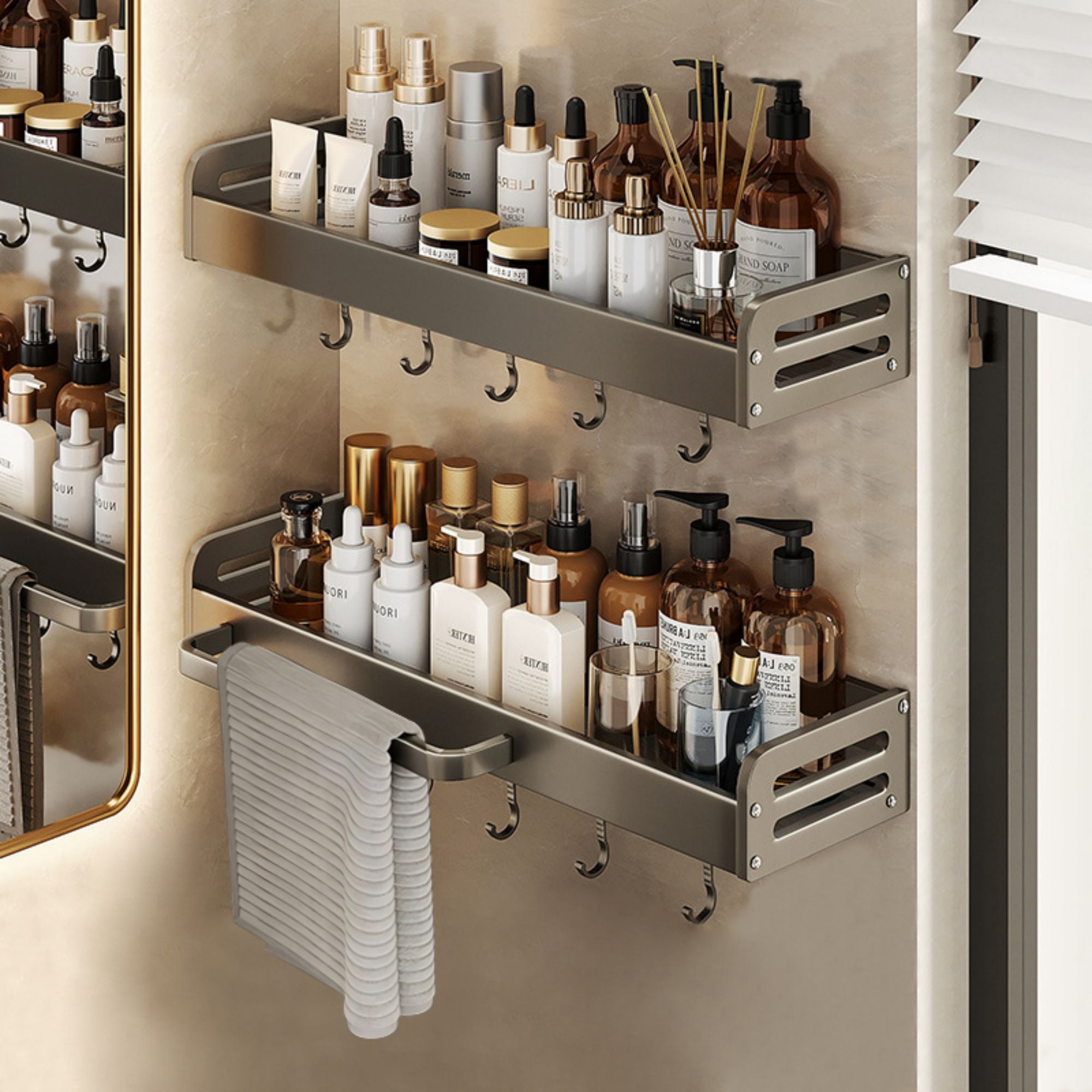2 Tiers Spice Rack Wall Mounted Spice Racks for Kitchen 20Inch Spice ...