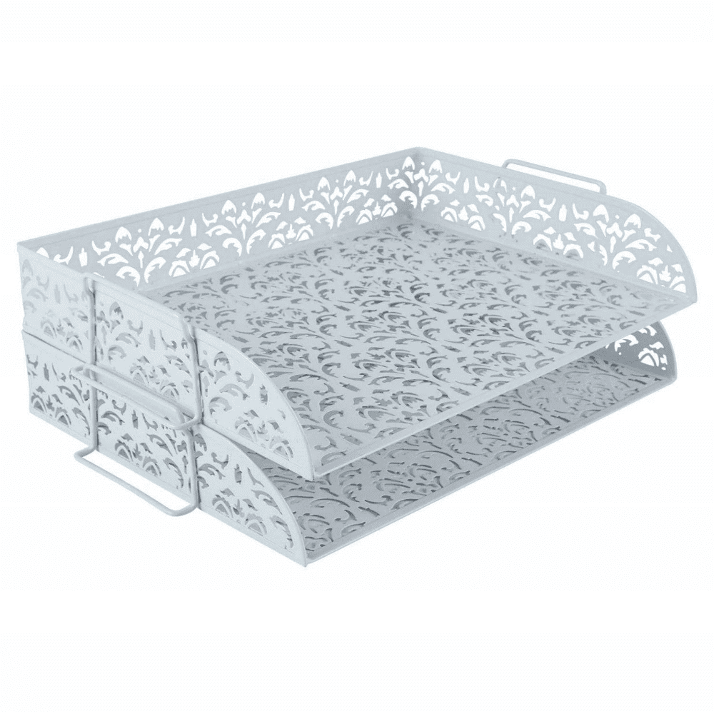 2 Tiers Stackable Letter Tray Office Desktop Organizer, A4 Paper Sorter ...