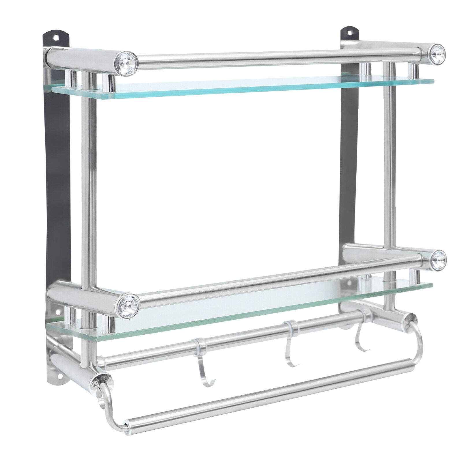 2 Tiers Wall Mounted Bathroom Rack Stainless Steel Bathroom Shelf Towel ...