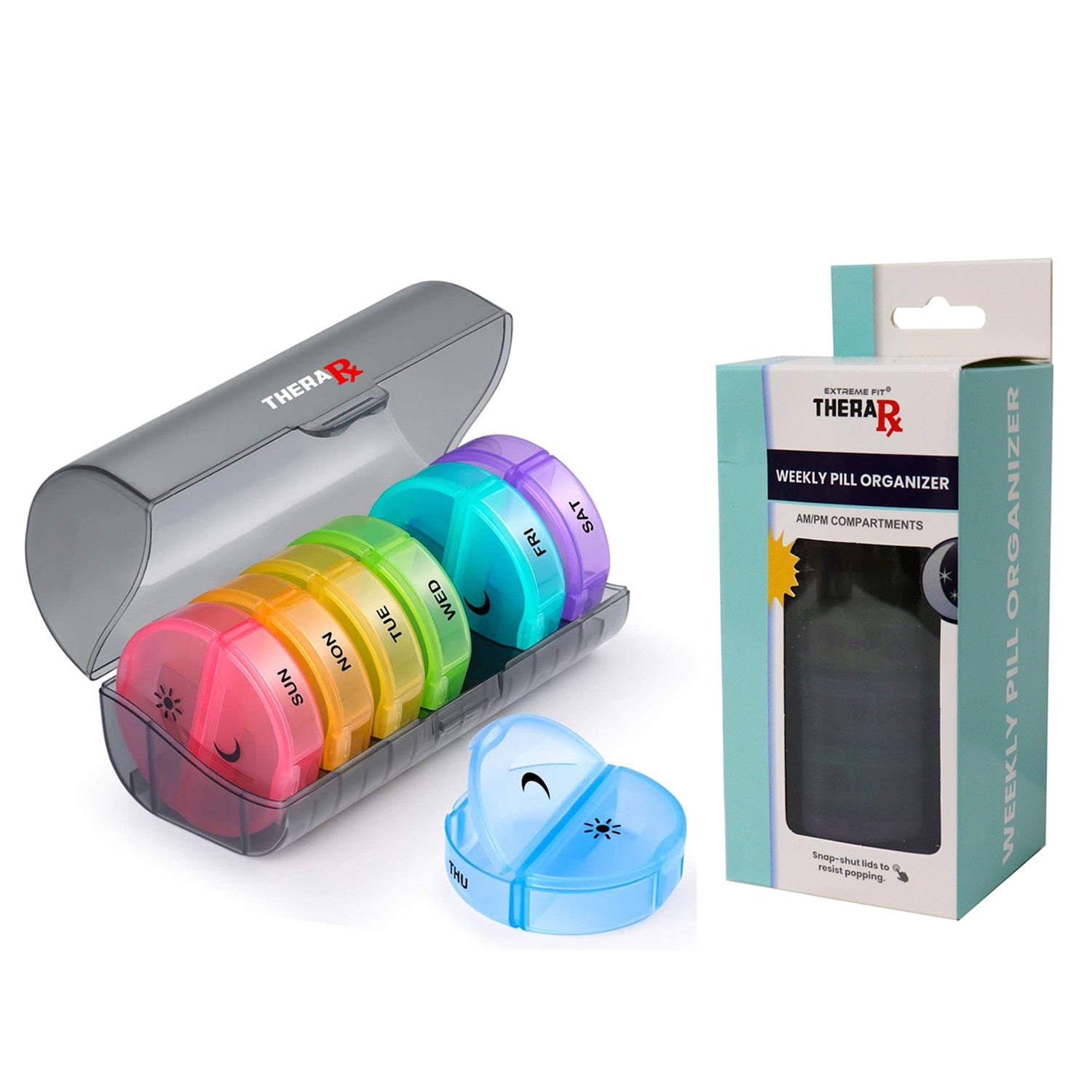 2 Times A Day, AM PM Weekly Pill Organizer Large Daily Pill Box With ...