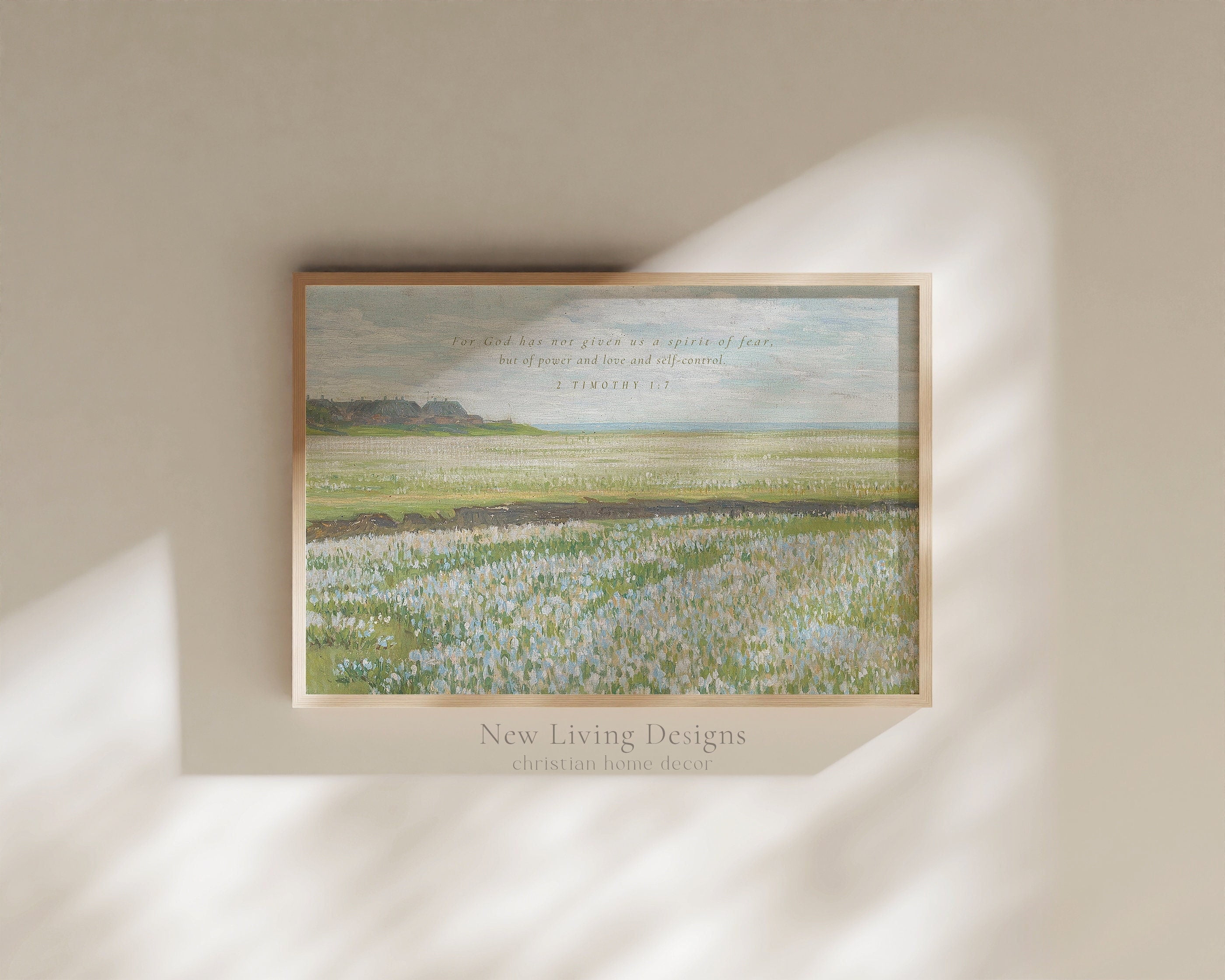 2 Timothy 1:7 Floral Landscape Poster, Printed & Shipped, Modern ...