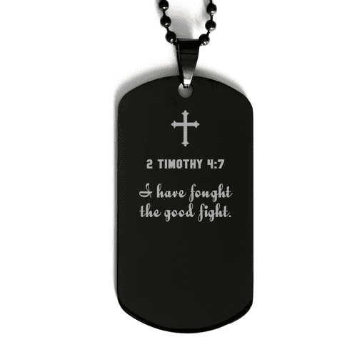 2 Timothy 4:7 Necklace, Bible Verse Dog Tag Necklace, I have fought the ...