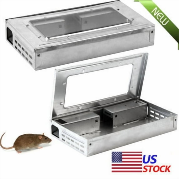 2 Tin Cat style Mouse LIVE Trap with window Multi Catch MiceMouse Trap ...