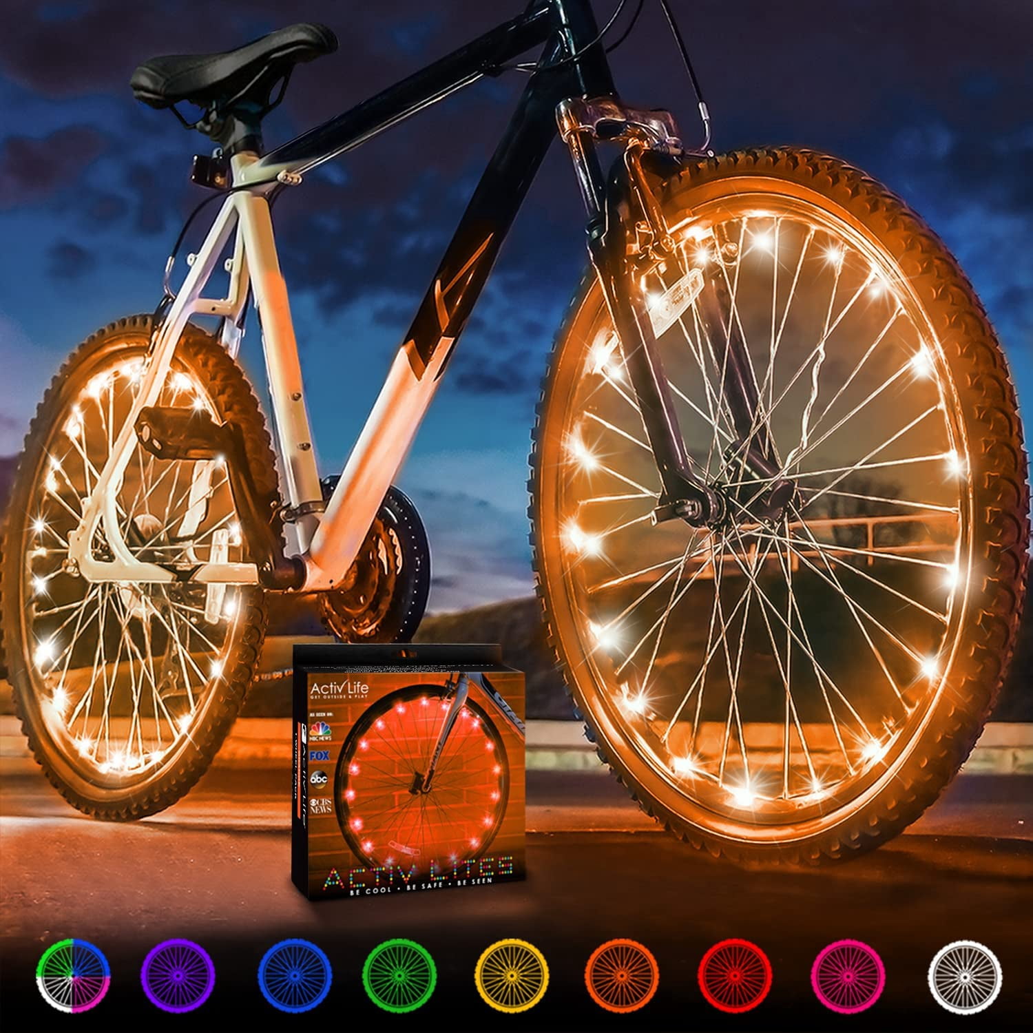2-Tire Pack LED Bike Wheel Lights with Batteries Included, Get 100% ...