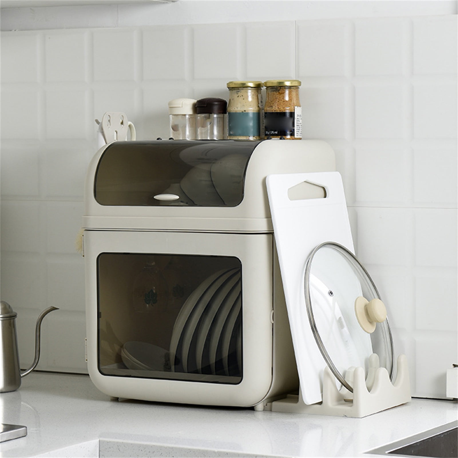 2 Tires Dish Storage Box Tableware Dishes Bowl Storage Shelf Chopsticks ...