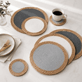 2. Title: Natural Rattan Round Woven Placemat, Cotton Rope Spliced Heat ...