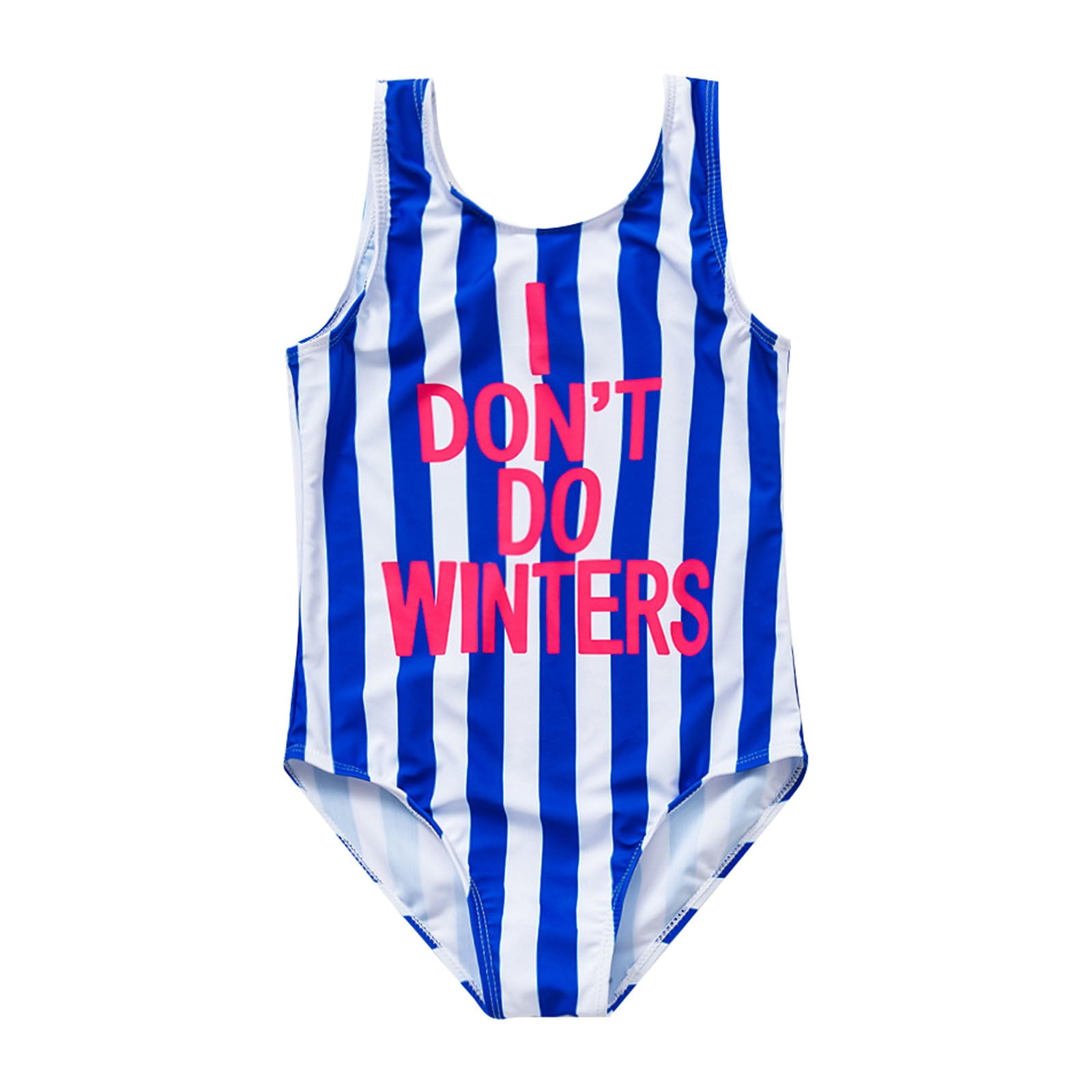 2 To 9 Years Old Blue Vertical Stripe Letter 1 Piece Swimsuit Blue ...