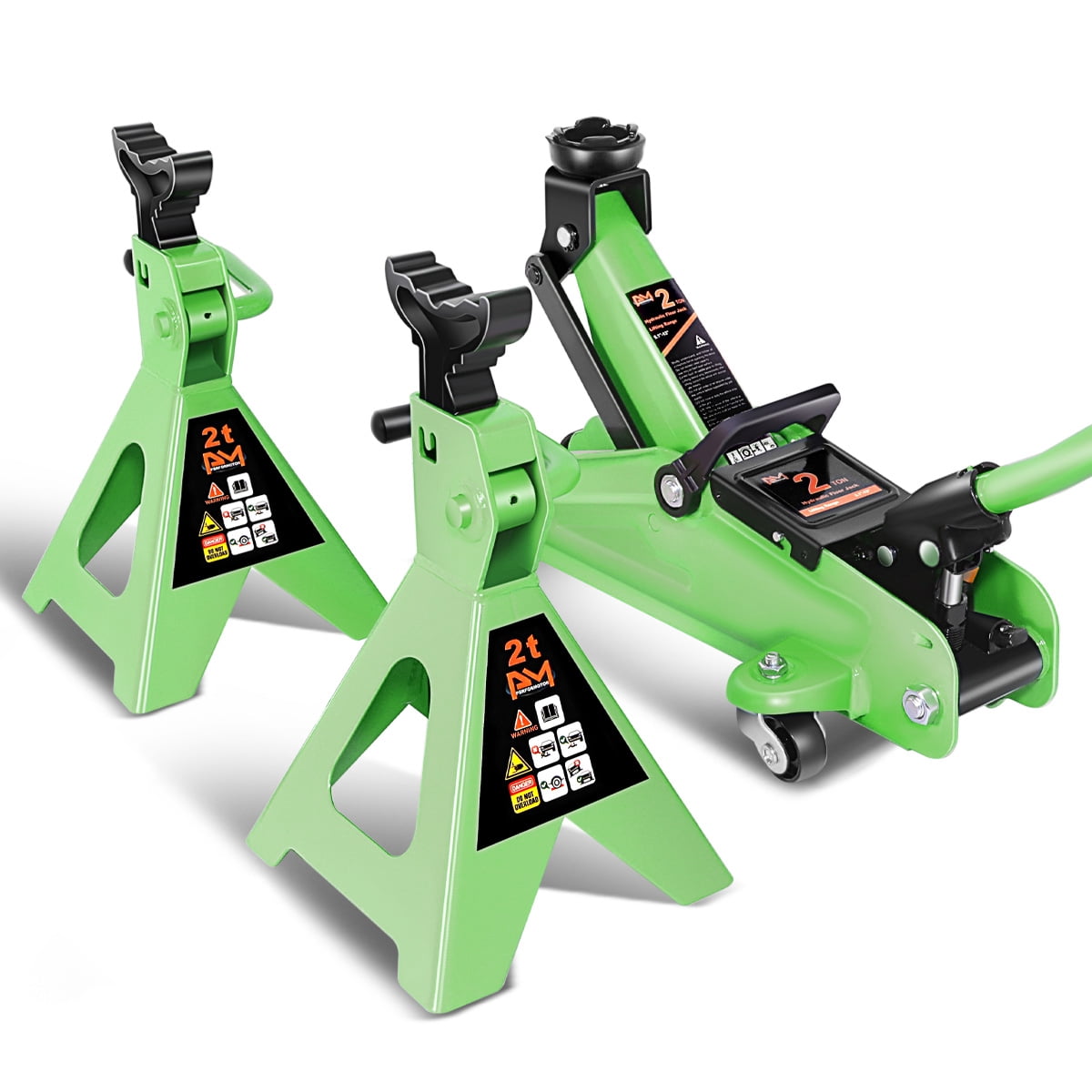 2 Ton 4000 lbs Hydraulic Trolley Floor Lift Jack Stands Combo Lifting ...