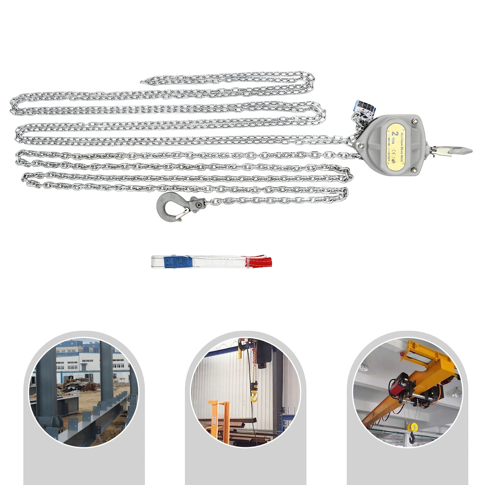 2-Ton Chain Hoist with 20 FT Lifting Chain Hook Latch Overhead Rigging ...