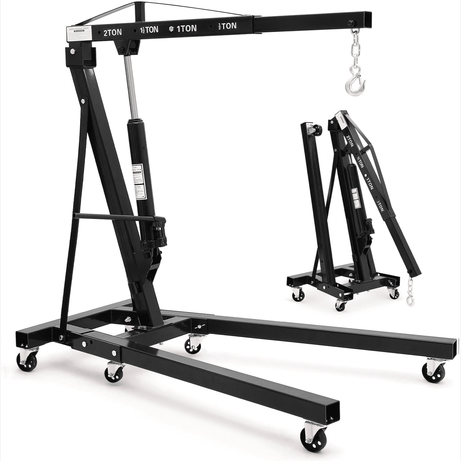 2 Ton Cherry Picker Engine Hoist, Folding Engine Crane,4400lb Engine ...