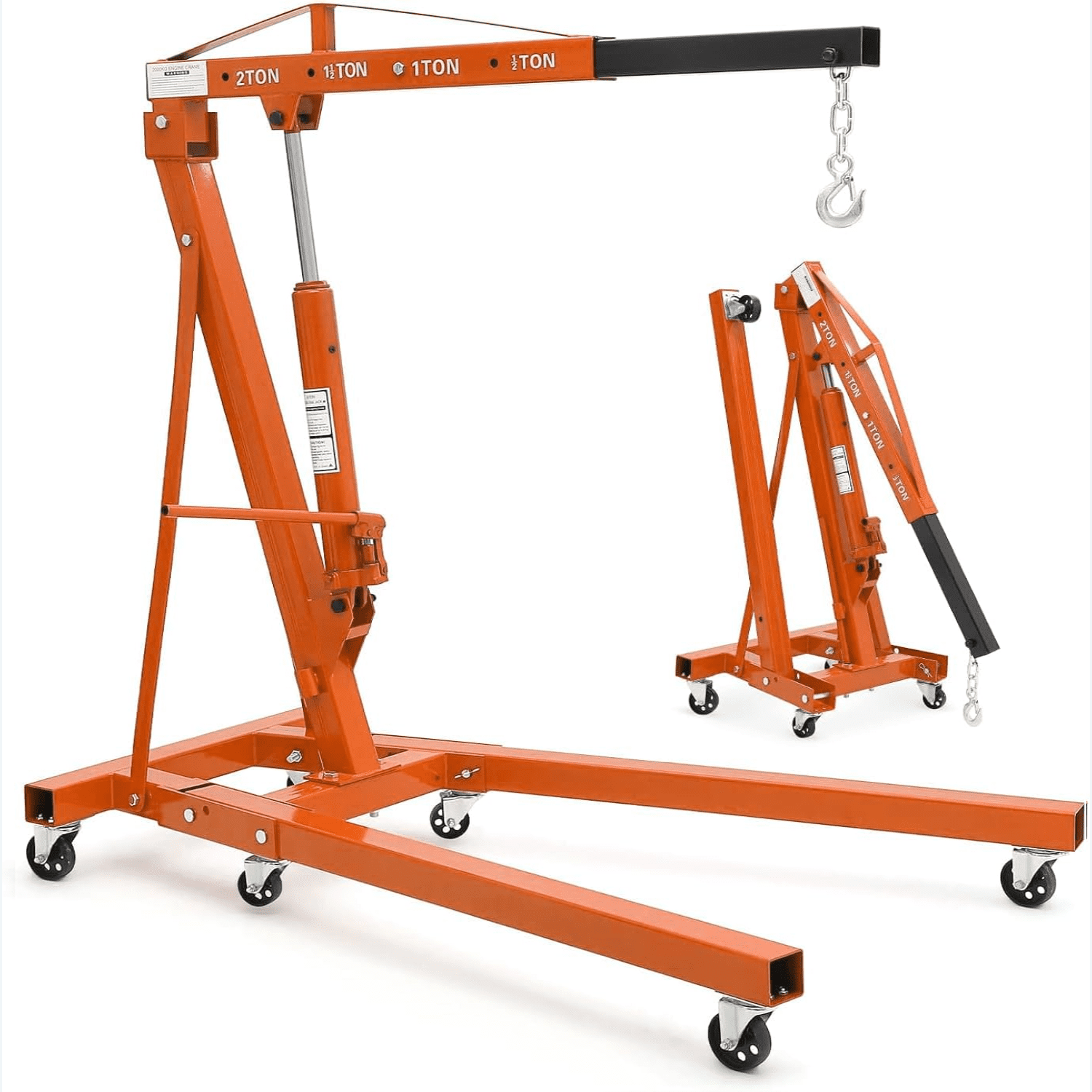 2 Ton Cherry Picker Engine Hoist, Folding Engine Crane,4400lb Engine ...