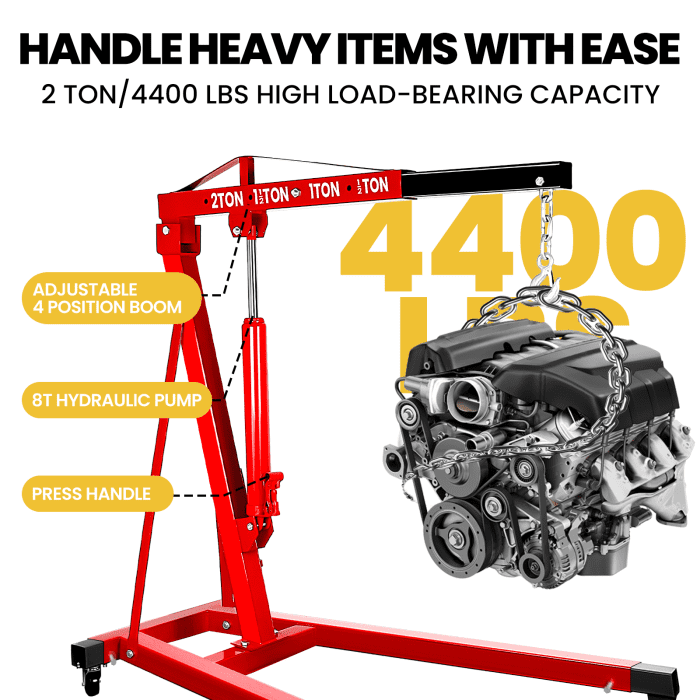 2 Ton Engine Hoist Cherry Picker with Electric Winch, Foldable Design ...