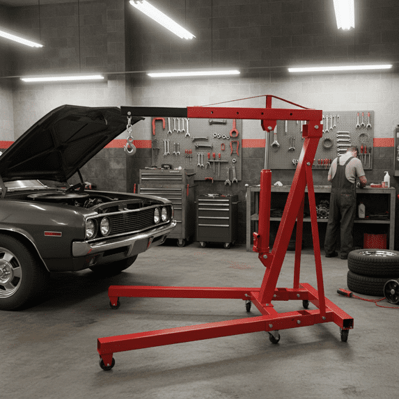 2 Ton Engine Hoist Cherry Picker Shop Crane Hydraulic Lift 4000 lb ...