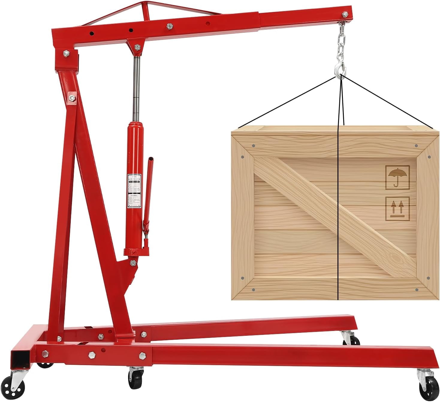 2 Ton Engine Hoist, Folding Engine Lift with 6 Wheels,4409 LBS Heavy ...