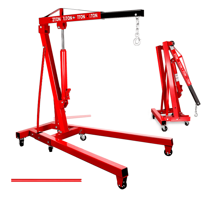 2 Ton Engine Hoist with Leveler, Compact Folded Size (60.6 × 37 × 56 ...
