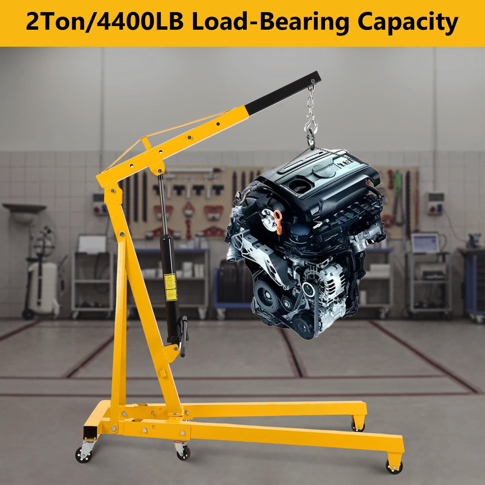 2 Ton Folding Engine Hoist Stand Cherry Picker – 4000lb Heavy Duty ...