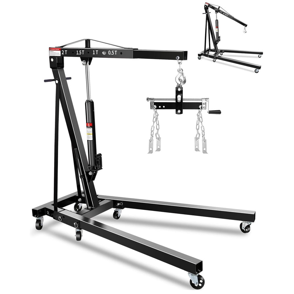 2 Ton Folding Hydraulic Engine Crane, 4400 lbs Engine Hoist Workshop ...