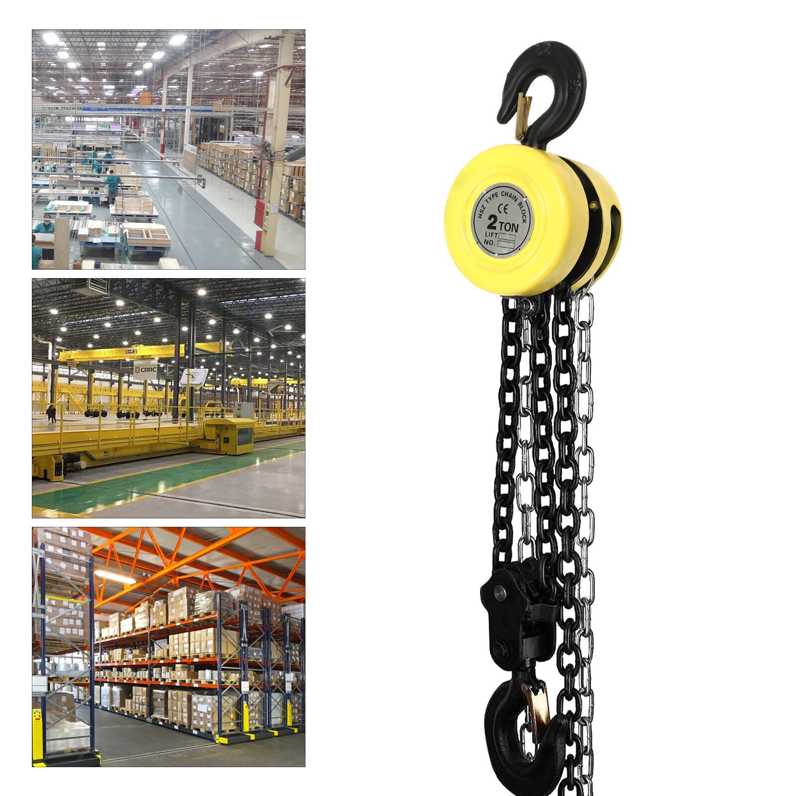 2 Ton Heavy Duty Chain Hoist 4409lbs Puller Block Hand Tool Winch Alloy ...