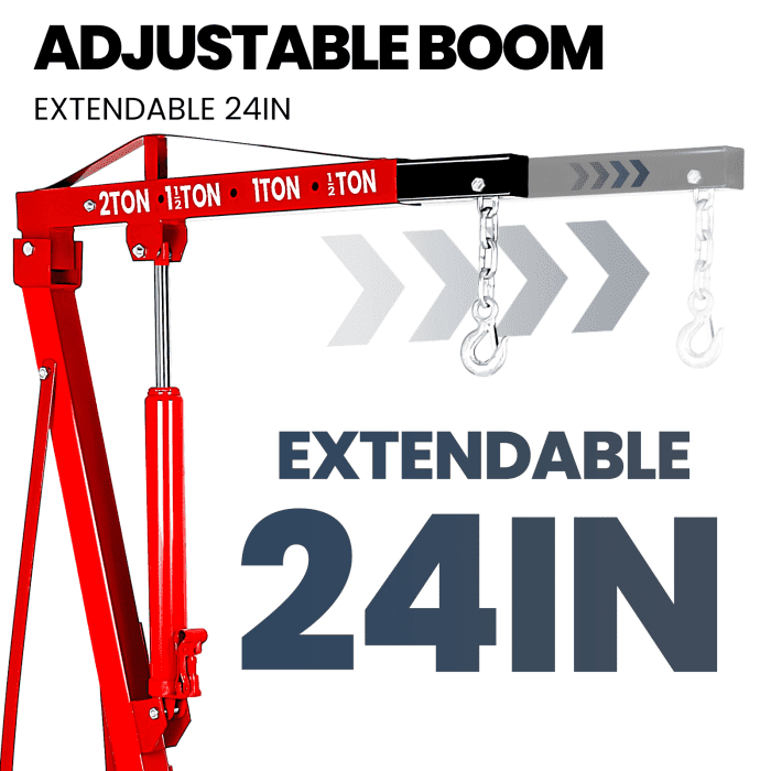 2 Ton Heavy Duty Engine Hoist with Electric Lift, Rotating Hook ...