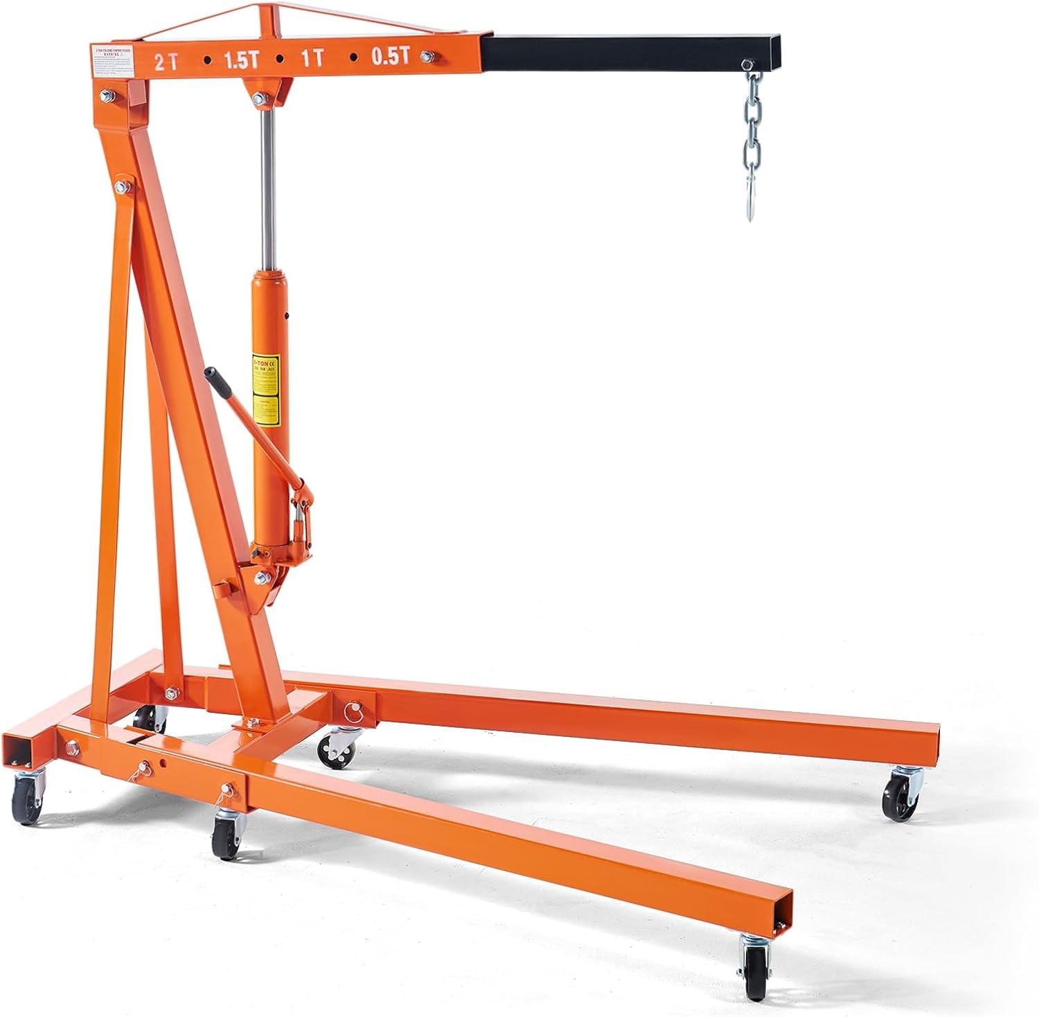 2-Ton Hydraulic Engine-Hoist with 6 Wheels( with Lever), Foldable Heavy ...