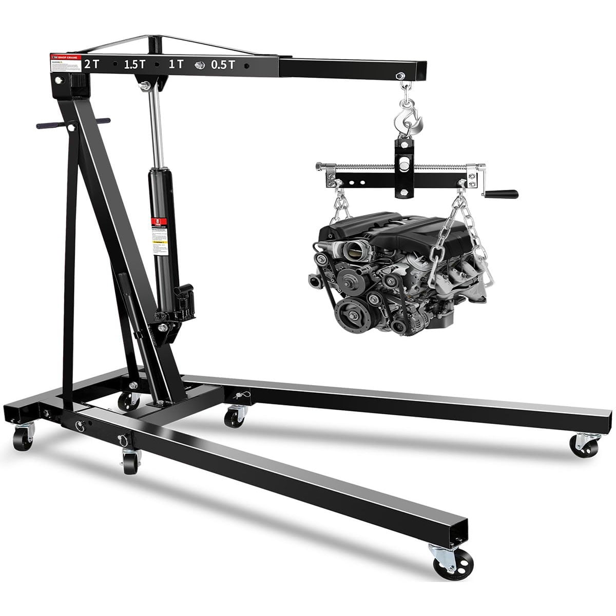 2 Ton Hydraulic Engine Hoist Crane, Folding Heavy-Duty Cherry Picker ...