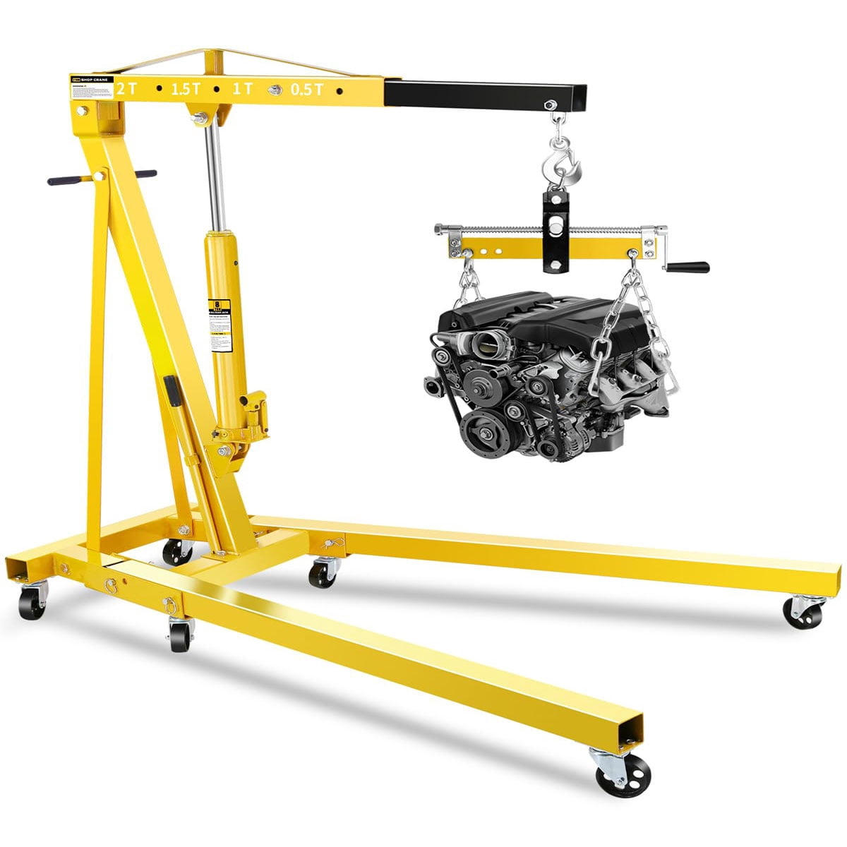 2 Ton Hydraulic Engine Hoist Crane,Folding Heavy-Duty Cherry Picker ...