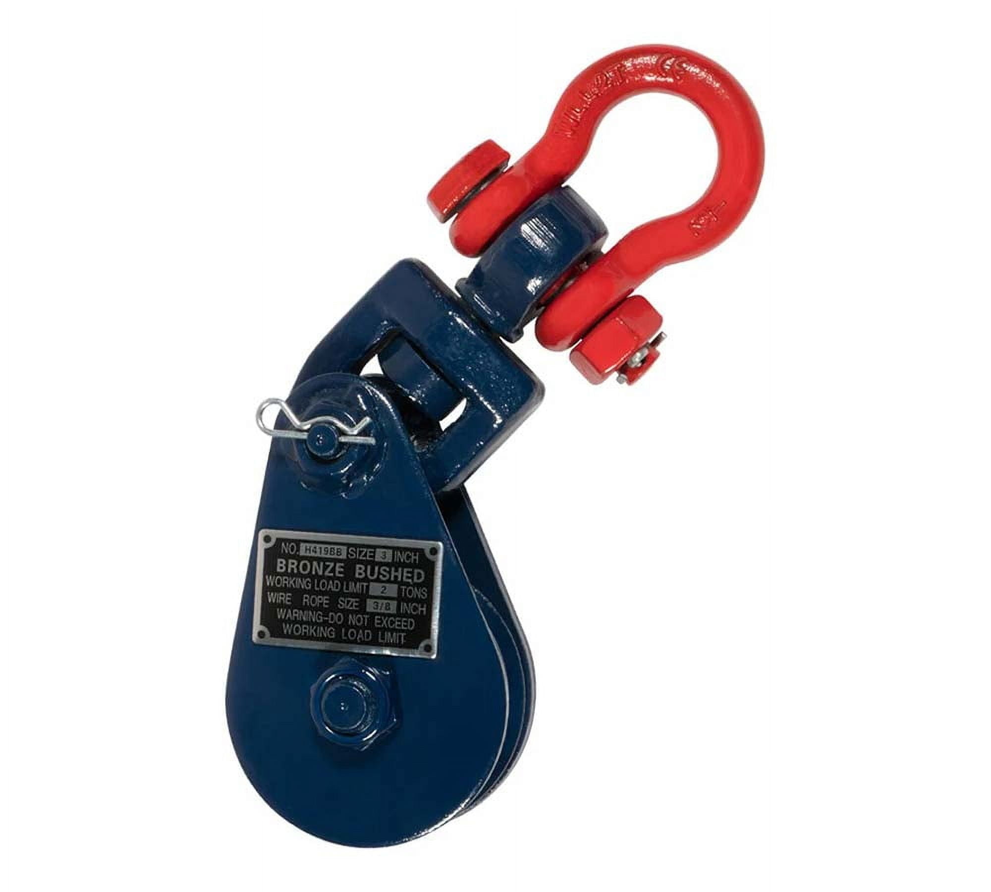 2 Ton Snatch Block w/ SHACKLE Crane 3/8 Wire Rope Sheave Tow Axle Lift ...