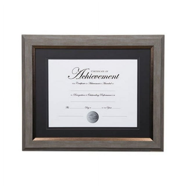 2-Tone 11 x 14 Document Frame 8 1/2 x 11 Insert, Gray/Gold Frame, Black ...