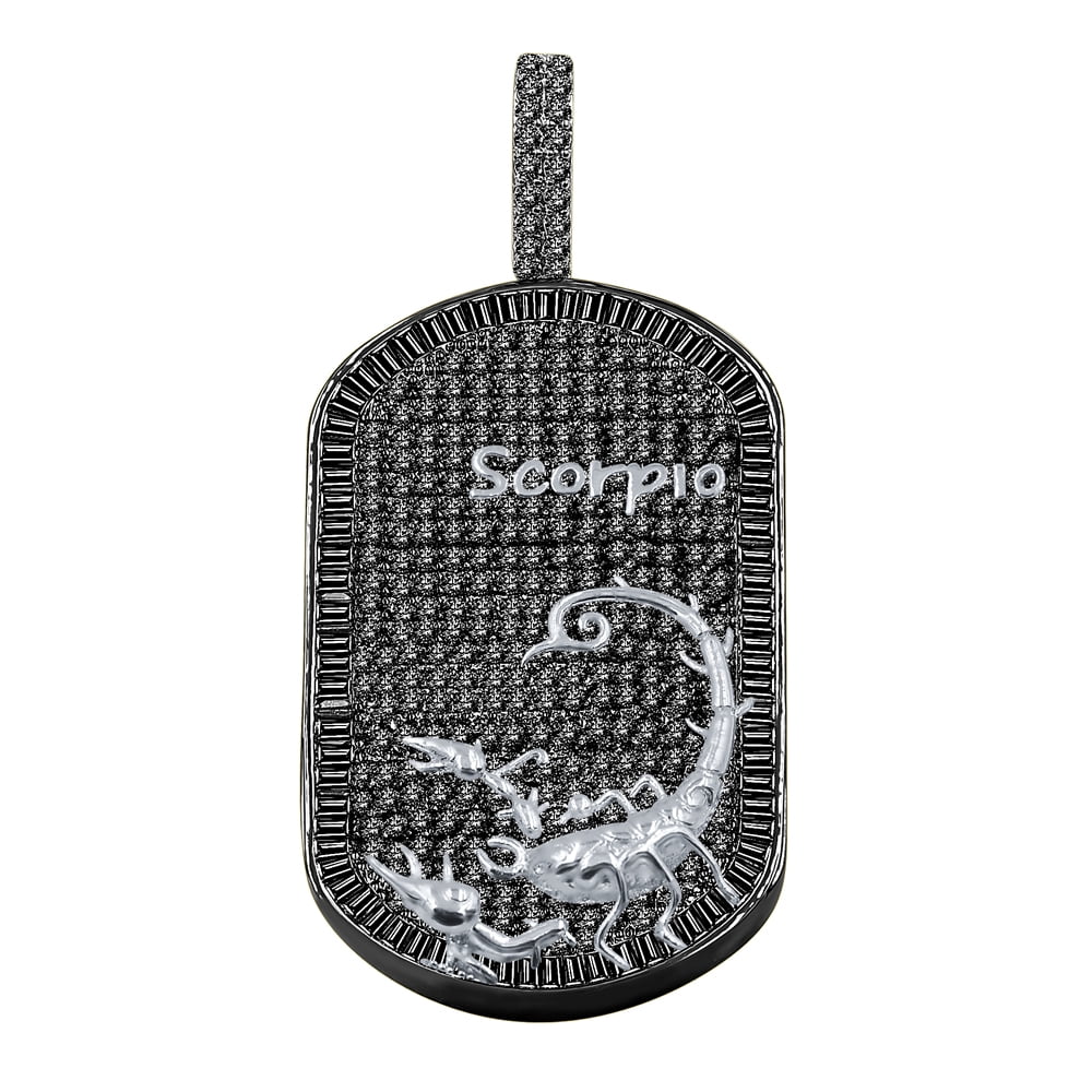 2 Tone Custom Baguette Black Gold Finish Scorpio Zodiac Sign Astrology ...