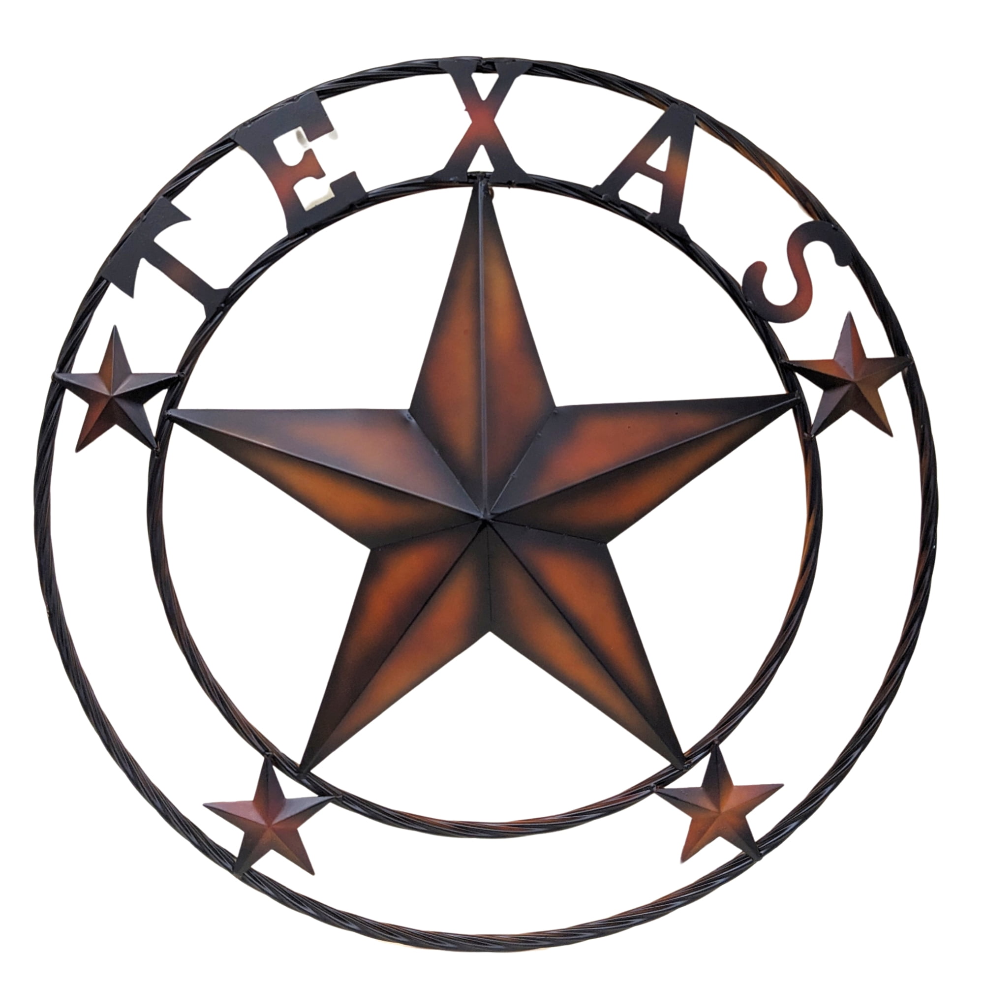 2-Tone Metal Star Outdoor 24 in.Circle with Texas on top Wall Hanging ...