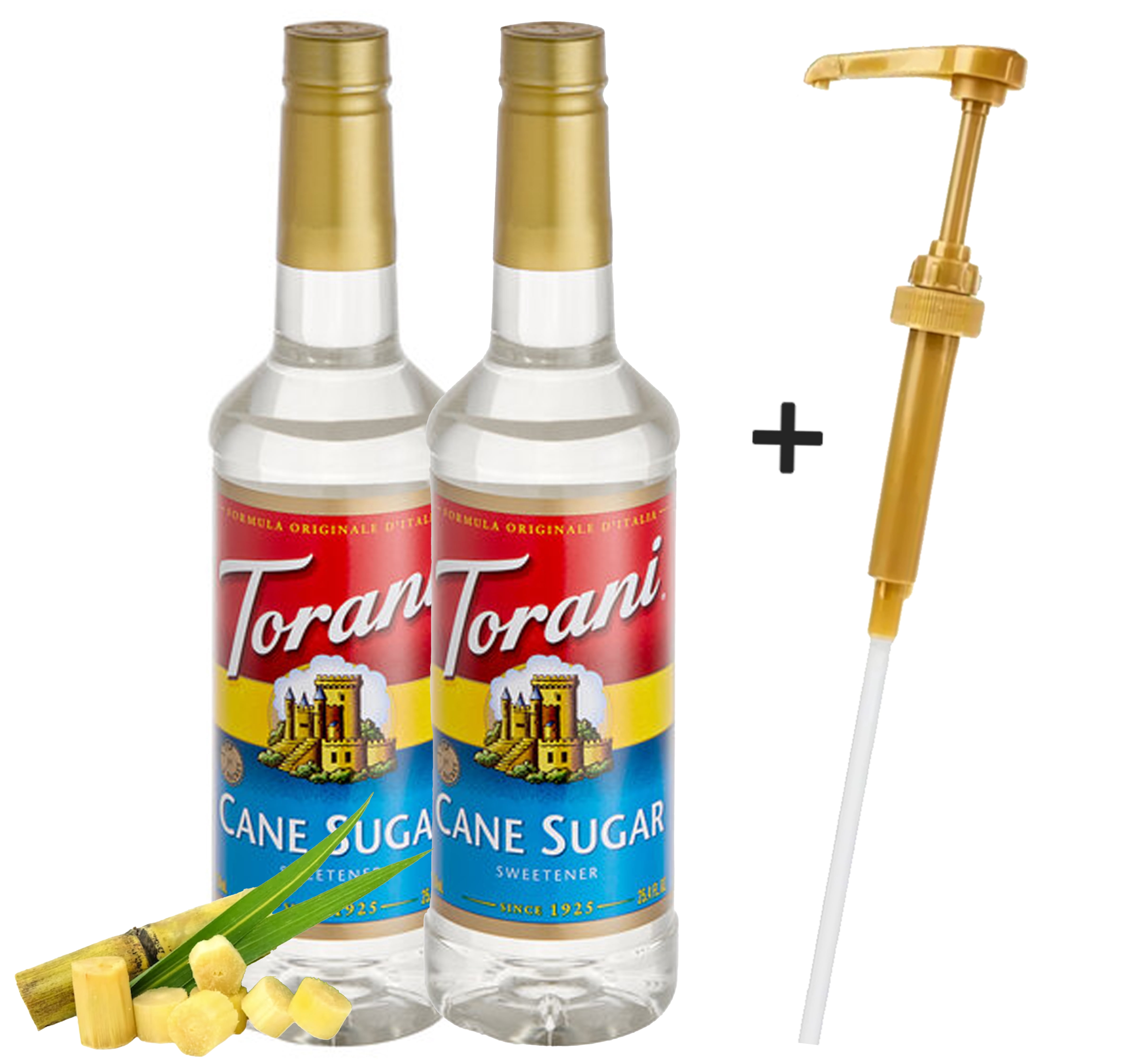 2 Torani Cane Sugar Sweetener Syrup 25.4 oz (750 mL) Plastic Bottle ...