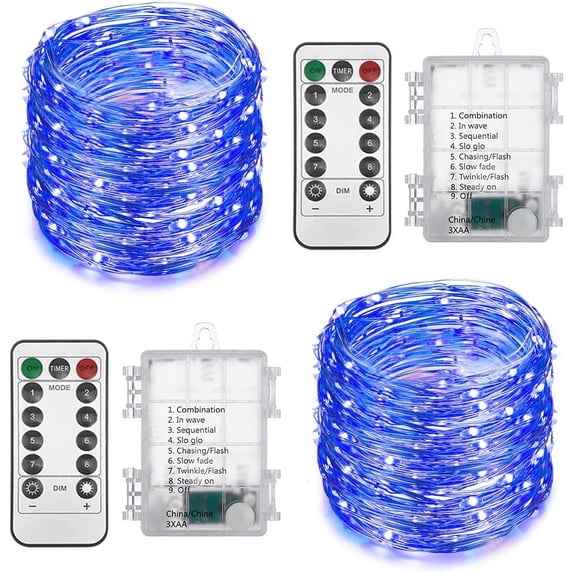 2 Total 200 Fairy Lights Operated String Lights with Remote & 8 Modes ...