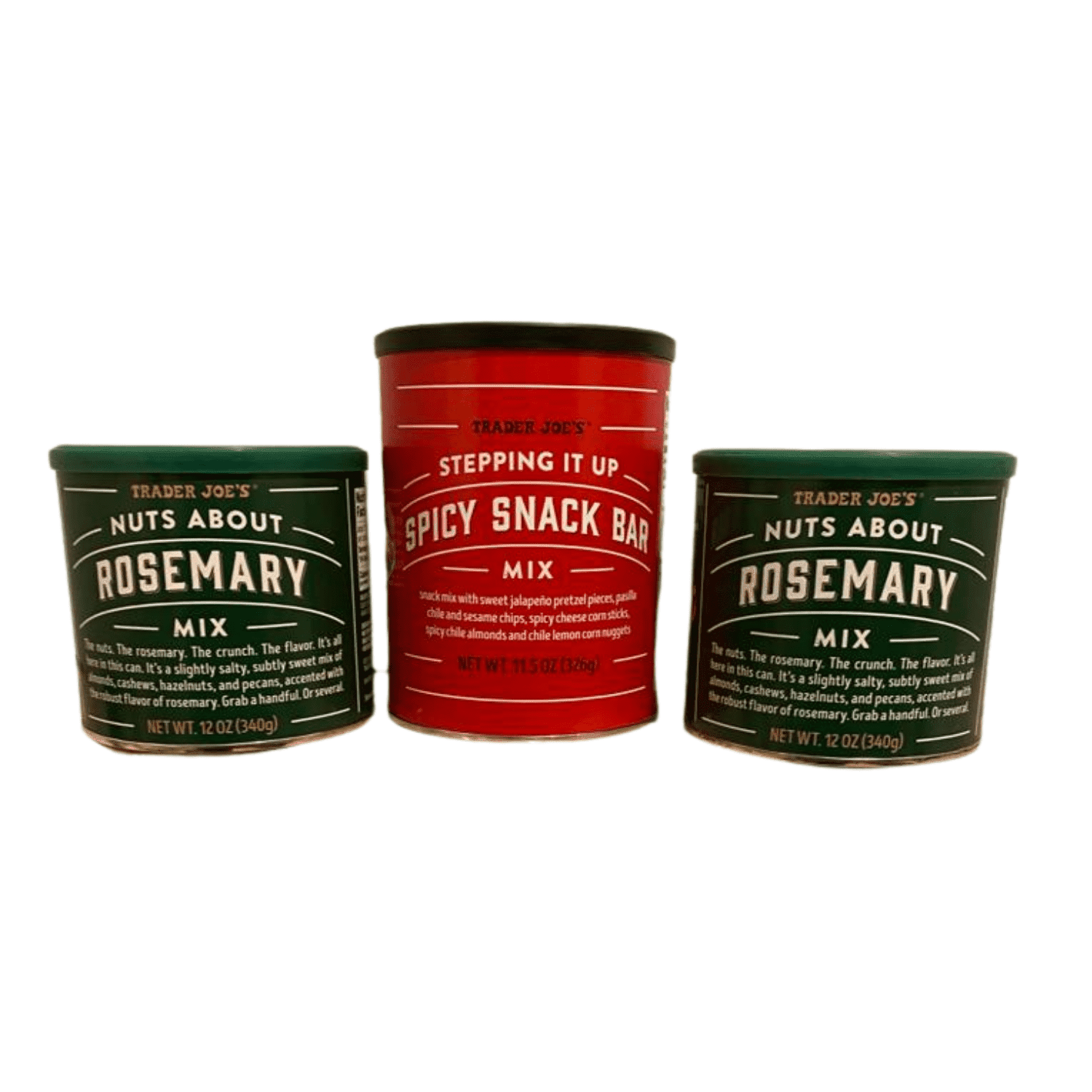 2 Trader Joes about Rosemary Mix 12 oz and 1 Stepping It Up Spicy Snack ...